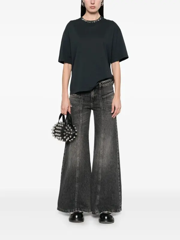 GOLDEN GOOSE Embellished Neck T-shirt - Black
