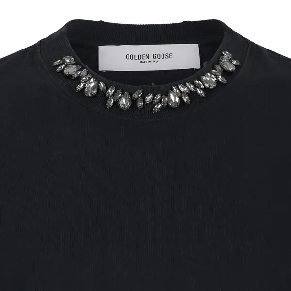 GOLDEN GOOSE Embellished Neck T-shirt - Black