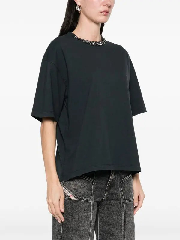 GOLDEN GOOSE Embellished Neck T-shirt - Black
