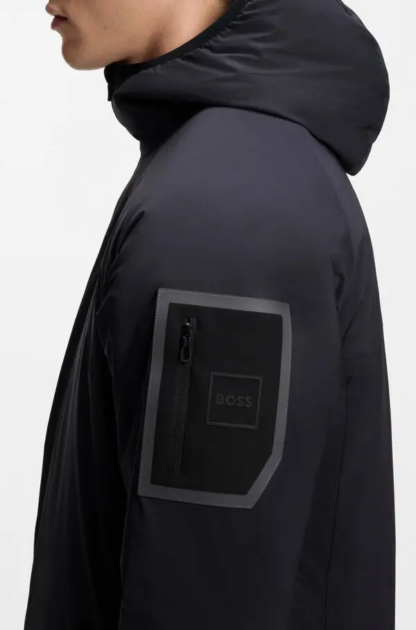 Hugo Boss Water-repellent Hooded Jacket - Black