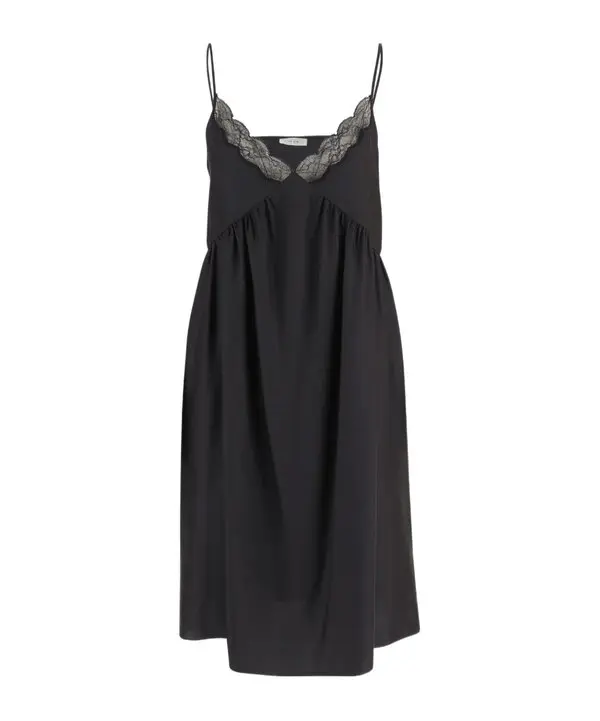 THE ROW Lace Trim Slip Dress - Black
