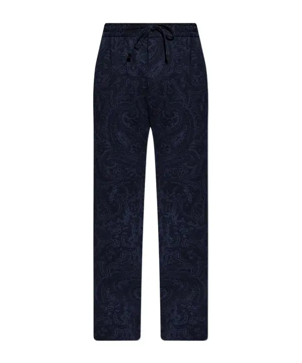 Etro Paisley Pattern Jacquard Tapered Leg Trousers - Black