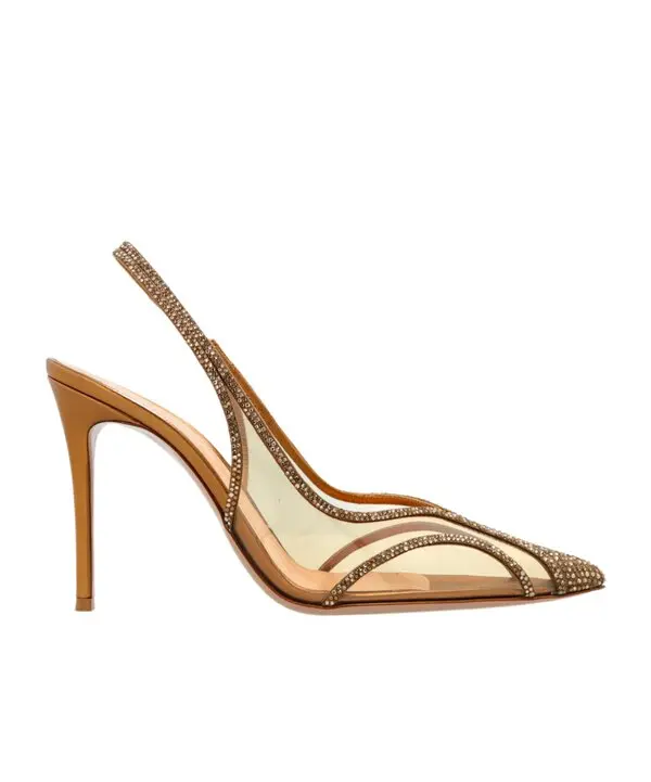 GIANVITO ROSSI Brenda Embellished Slingback Pumps - Brown