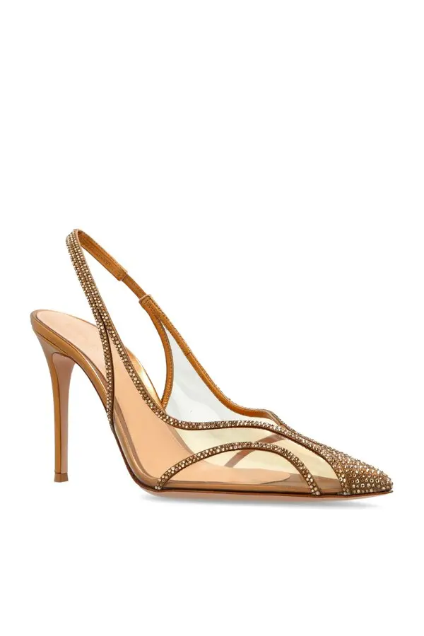 GIANVITO ROSSI Brenda Embellished Slingback Pumps - Brown