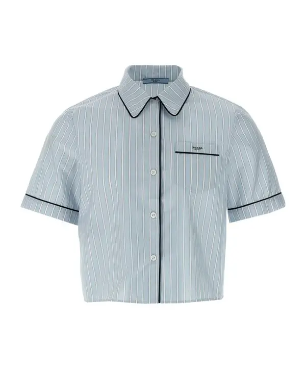 Prada Striped Chambray Bowling Shirt