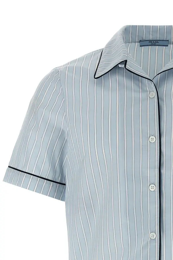 Prada Striped Chambray Bowling Shirt