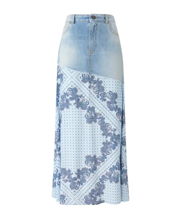 Pinko Patchwork Denim Midi Skirt