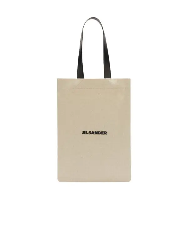 JIL SANDER Logo Printed Canvas Tote Bag - Nude