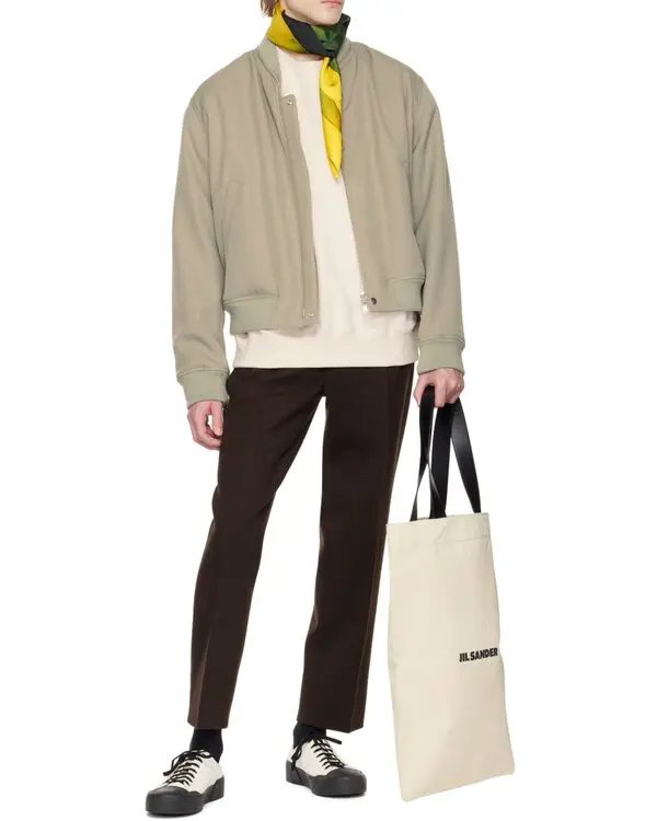 JIL SANDER Logo Printed Canvas Tote Bag