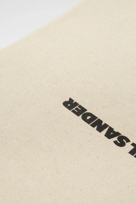 JIL SANDER Logo Printed Canvas Tote Bag