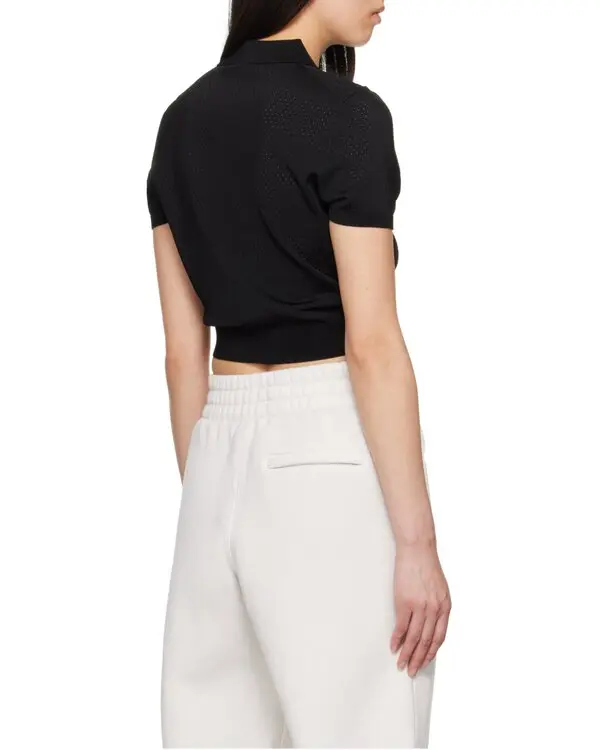 Alexander Wang 3d Logo Mesh Cropped Polo Shirt