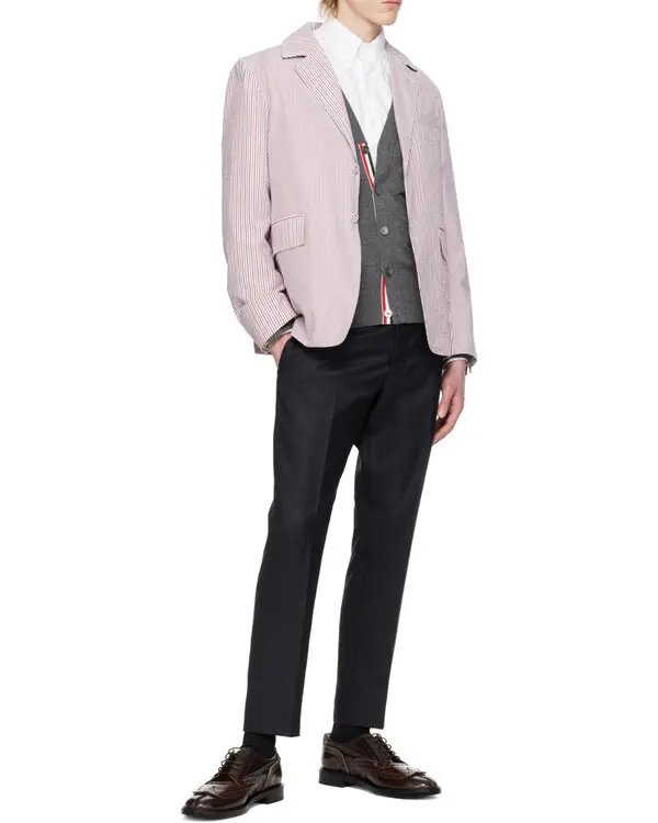 Thom Browne Tailored Fit Trousers With Buckled Side Loops - Navy Blue