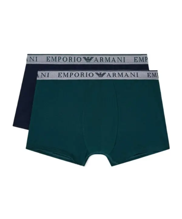 Emporio Armani Two-pack Of Boxer Briefs - Blue/pine Green