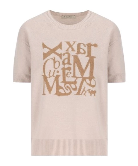 Max Mara Logo Intarsia Crewneck Top - Nude