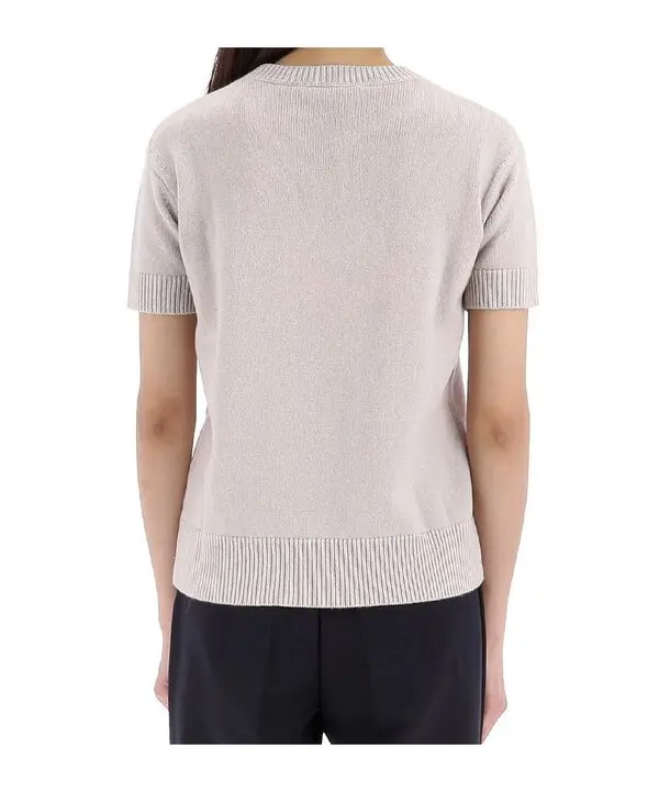 Max Mara Logo Intarsia Crewneck Top - Nude