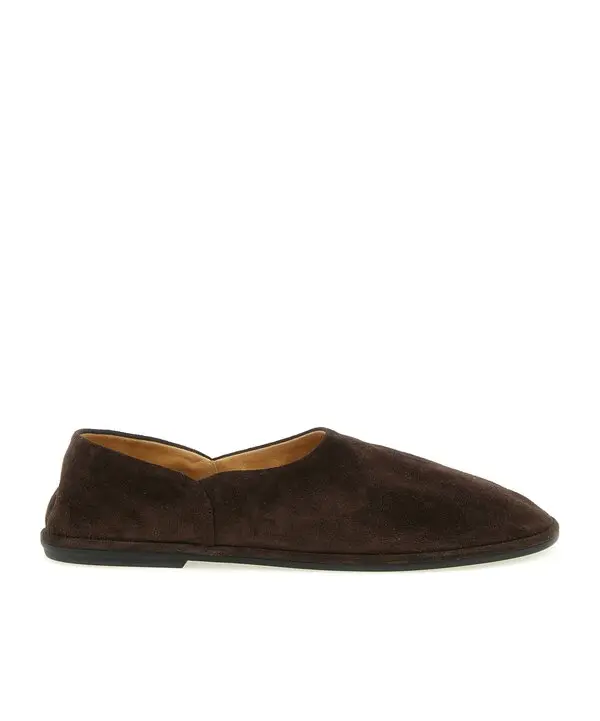 THE ROW Canal Suede Loafers - Black