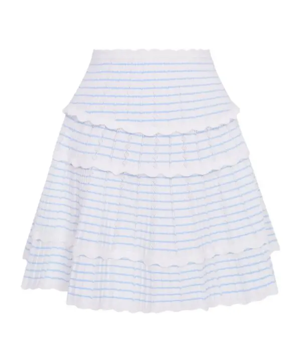 LoveShackFancy Colella Pleated Mini Skirt With Lurex Stripes