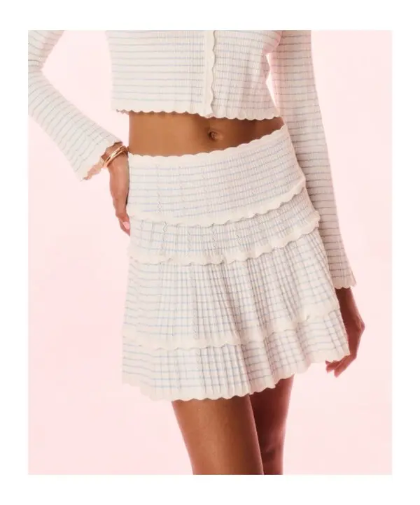 LoveShackFancy Colella Pleated Mini Skirt With Lurex Stripes