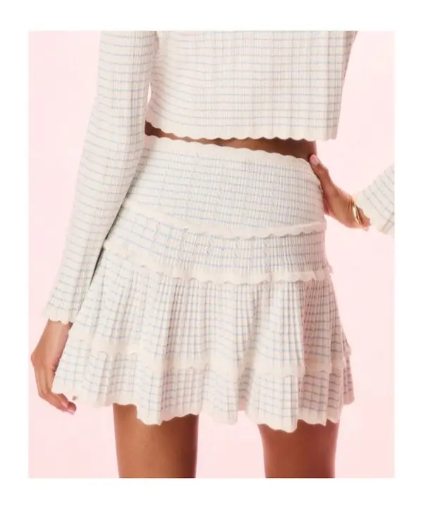 LoveShackFancy Colella Pleated Mini Skirt With Lurex Stripes