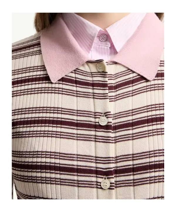 Moncler Striped Long-sleeve Knitted Polo Top