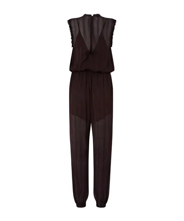 Pinko Sleeveless Ruffled Pleated Jumpsuit - Black