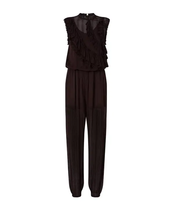Pinko Sleeveless Ruffled Pleated Jumpsuit - Black