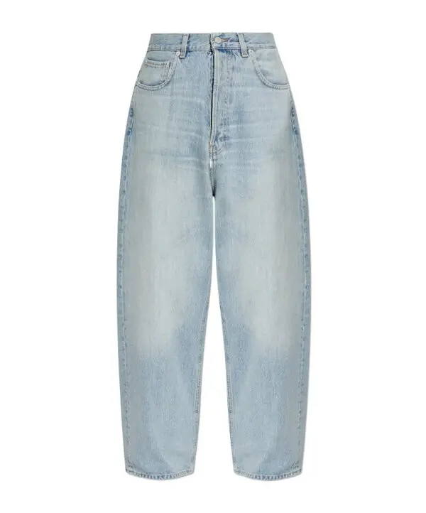 HAIKURE Loose Waist Tapered Ankle Jeans - Blue