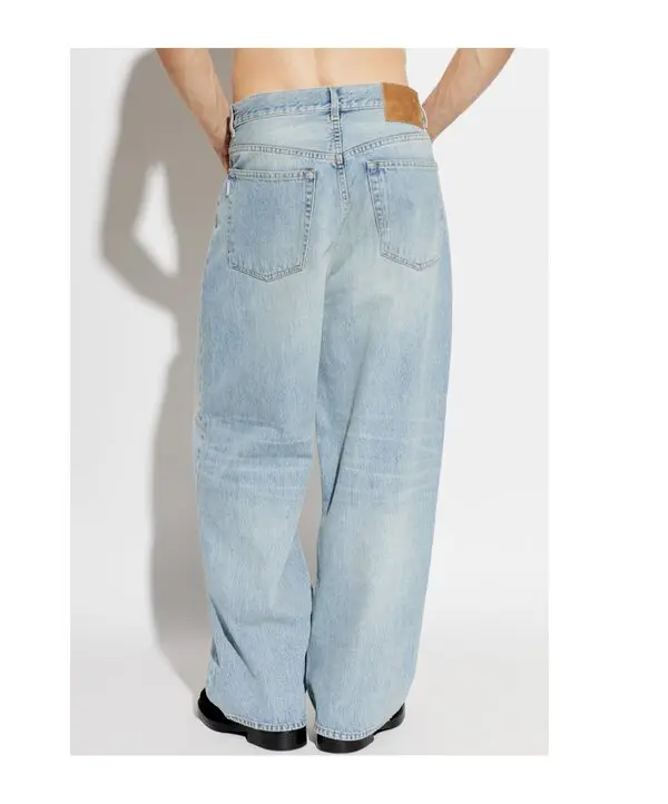 HAIKURE Loose Waist Tapered Ankle Jeans - Blue
