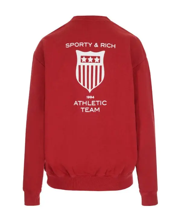 SPORTY  RICH Sporty & Rich Athletic Team Logo Pullover Sweater