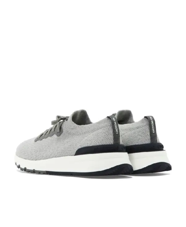 Brunello Cucinelli Knitted Lace-up Sneakers - Gray