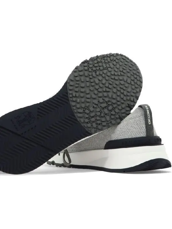 Brunello Cucinelli Knitted Lace-up Sneakers - Gray