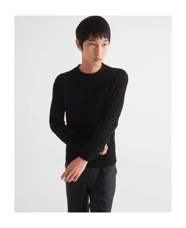 Prada Cable-knit Crewneck Sweater
