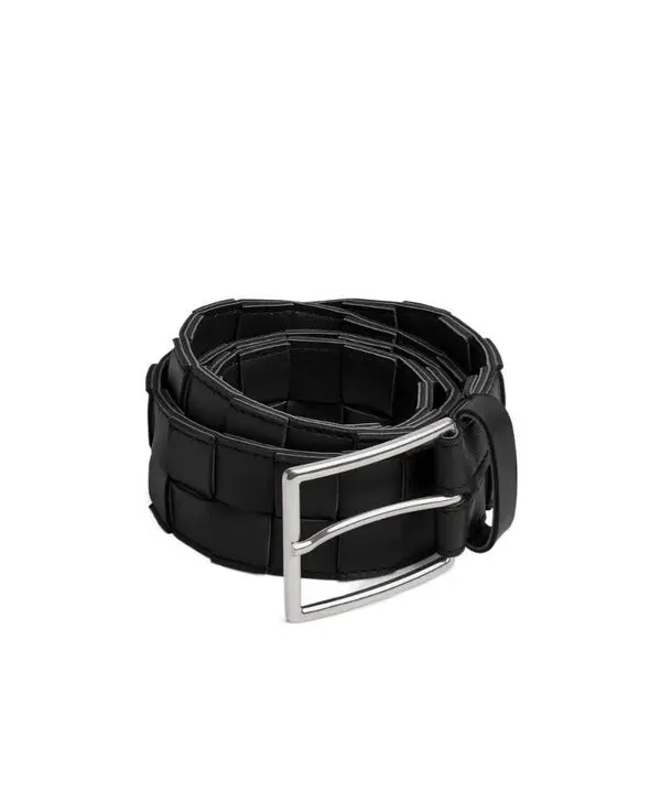Bottega Veneta Logo Woven Belt - Black