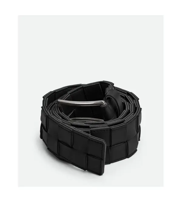 Bottega Veneta Logo Woven Belt - Black