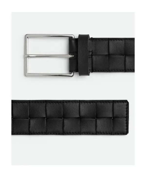 Bottega Veneta Logo Woven Belt - Black
