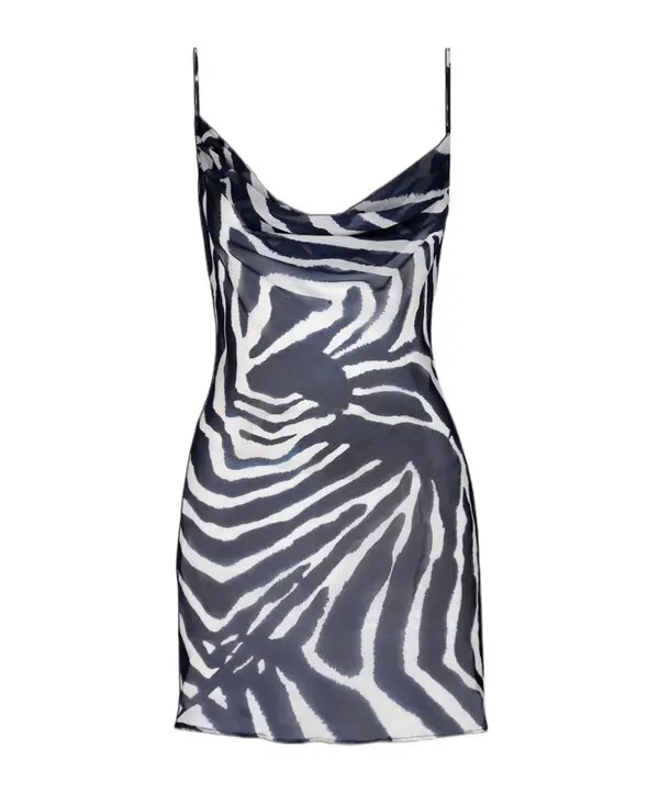REINA OLGA Zebra Print Slip Dress - Blue Zebra