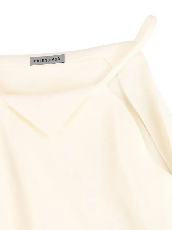 Balenciaga Draped Square Neck Top - Ivory