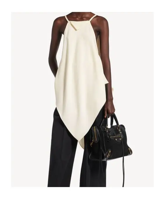 Balenciaga Draped Square Neck Top - Ivory