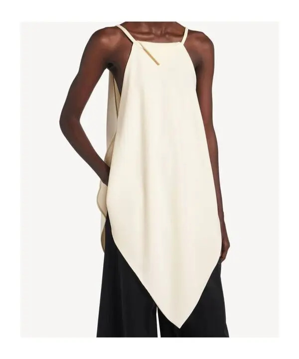 Balenciaga Draped Square Neck Top - Ivory