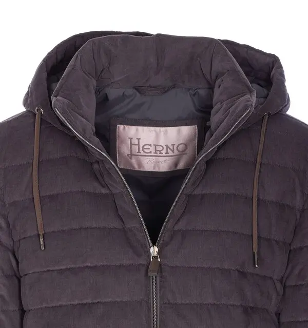 Herno Quilted Hooded Jacket - Black