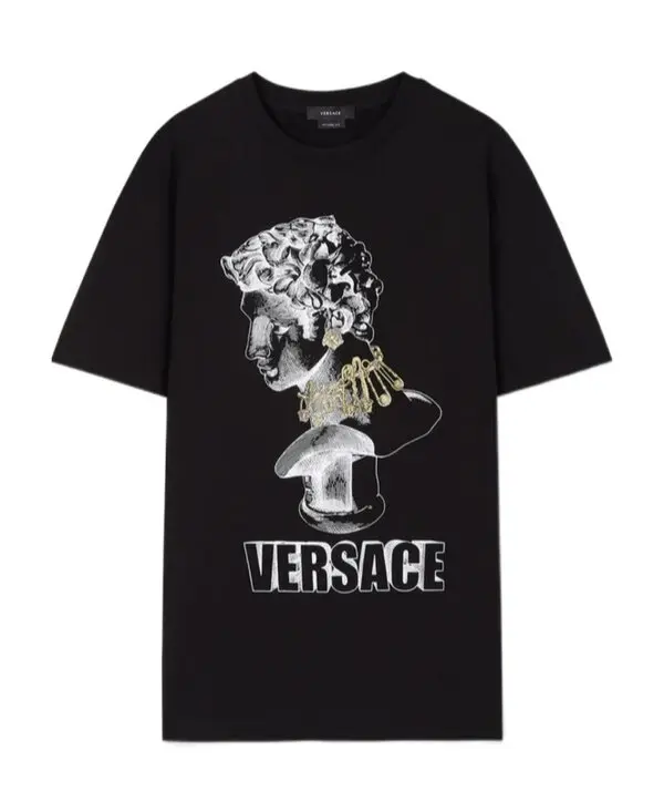 Versace Graphic Printed Crewneck T-shirt - Black