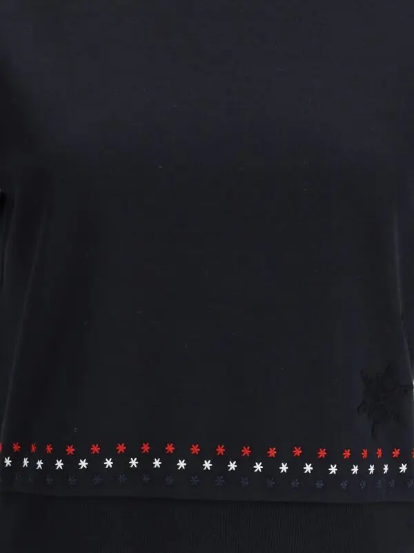 Thom Browne Short Sleeve T-shirt With Snowflake Print - Black