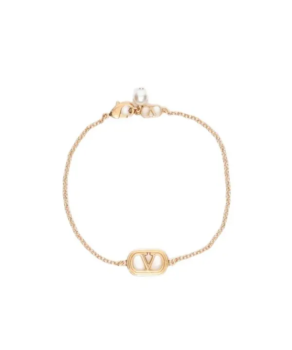 Valentino Garavani Vlogo Signature Oval Bracelet - Gold/cream