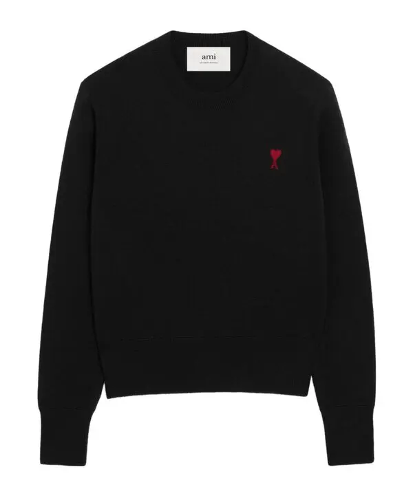 Ami De Coeur Embroidered Crew Neck Sweater - Black