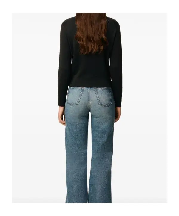Ami De Coeur Embroidered Crew Neck Sweater - Black