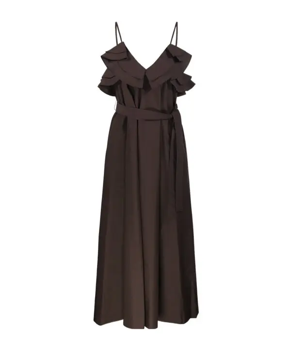 P.a.r.o.s.h Ruffled Midi Dress - Black