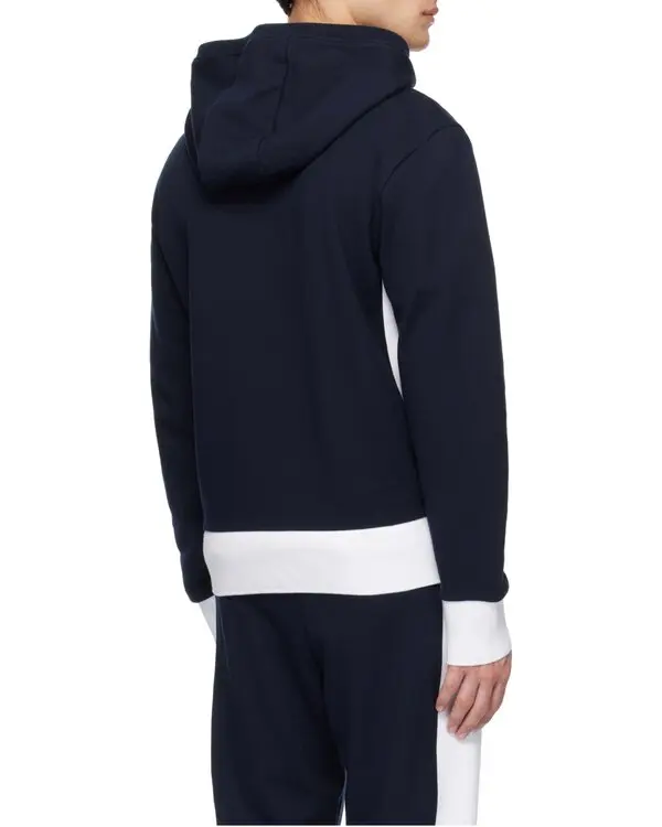 Thom Browne Logo Patch Zip-up Hoodie - Blue