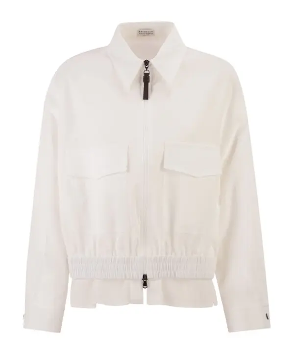 Brunello Cucinelli Zip-up Shirt Jacket With Patch Pockets - White