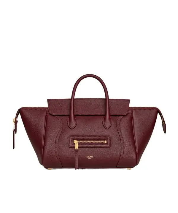 Celine Little Luggage In Grained Calfskin - Red