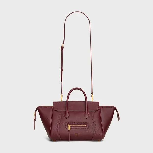 Celine Little Luggage In Grained Calfskin - Red